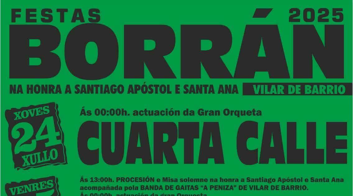 Fiestas de Borrán 2025 en Vilar de Barrio: Programa, cartel y agenda ...