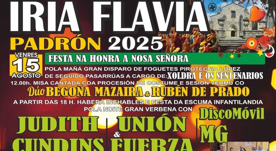 Fiestas de Iria Flavia 2025 en Padrón: Programa, cartel y agenda completa