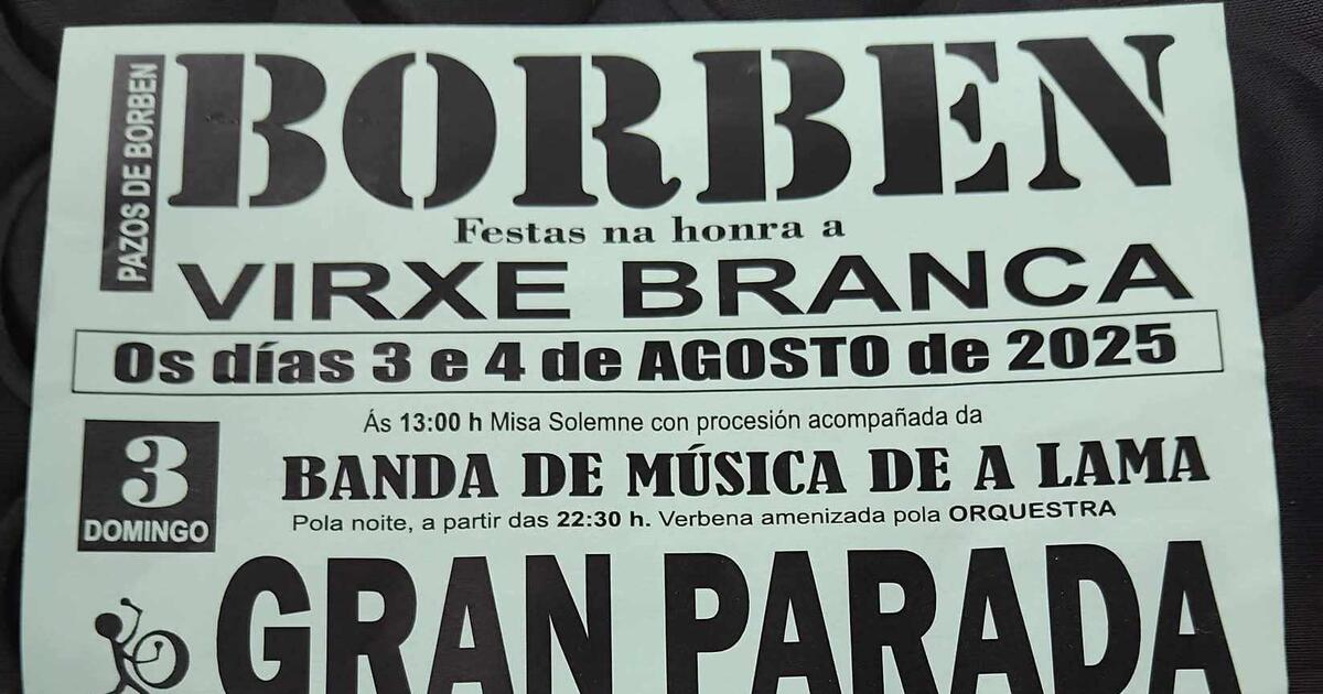 Festas da Virxen Branca de Pazos de Borbén 2025: Programa, cartel y ...