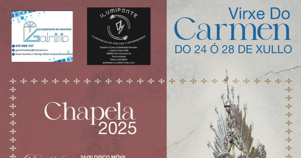 Fiestas del Carmen de Chapela 2025 en Redondela: Programa, cartel y ...