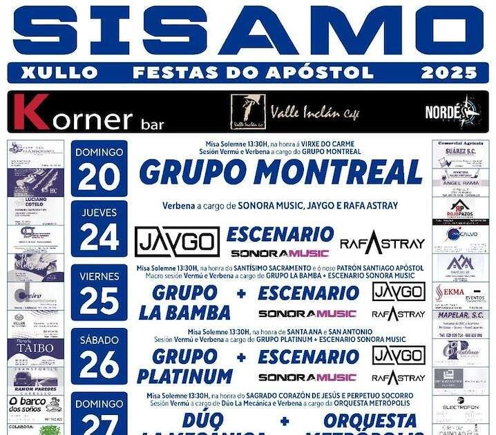 Fiestas del Apóstol de Sísamo 2025 en Carballo: Programa, cartel y ...